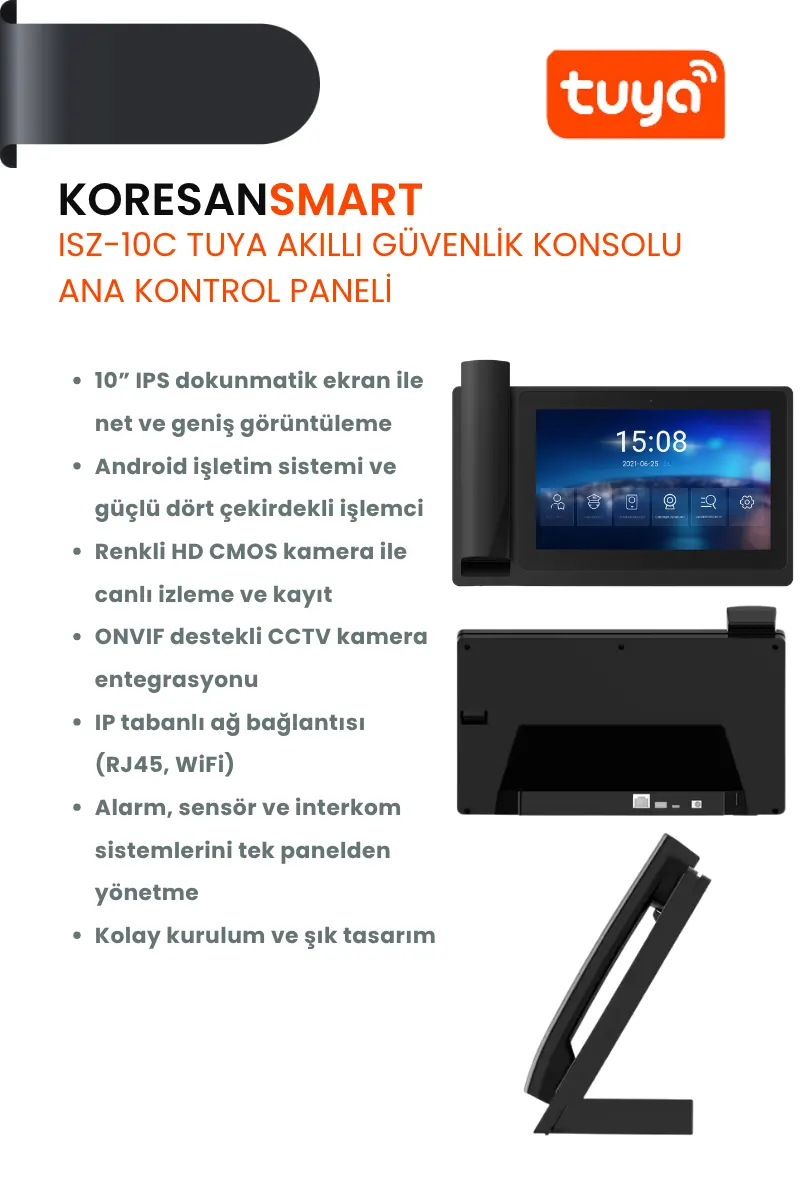 ISZ-10C TUYA Akıllı Güvenlik Konsolu - Ana Kontrol Paneli - Koresan Smart Tuya Akıllı Kapı Kilit ...